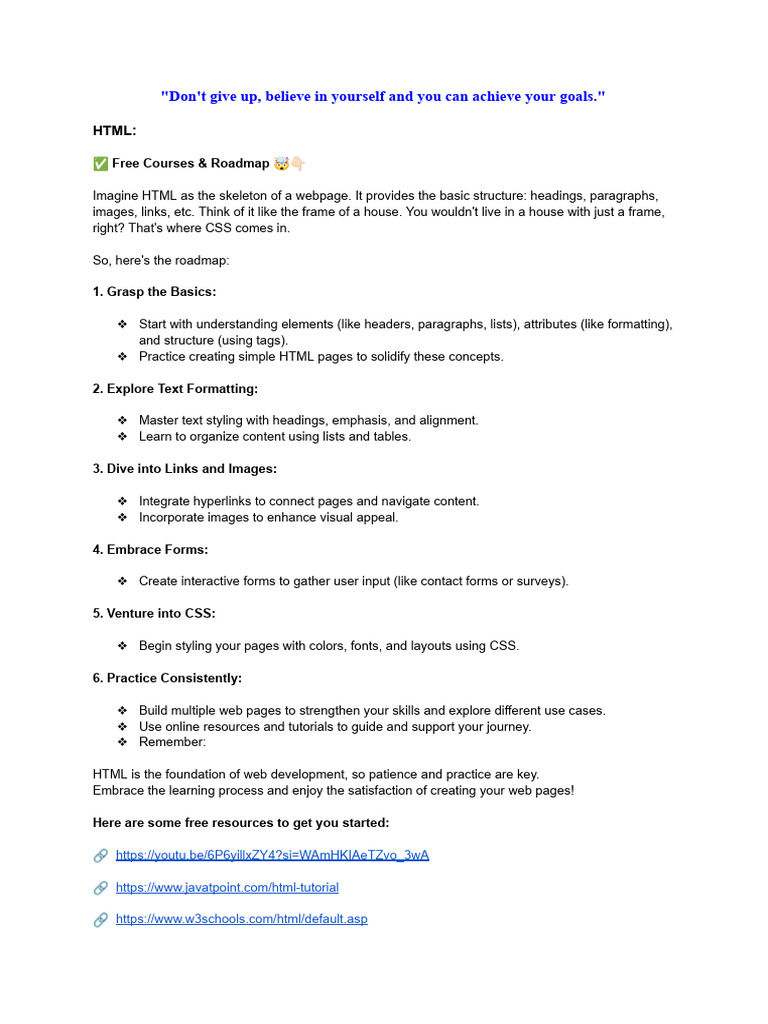 HTML,CSS,JS - Frontend RoadMap!! | PDF