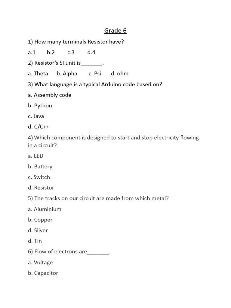 Grade 6 Quiz | PDF