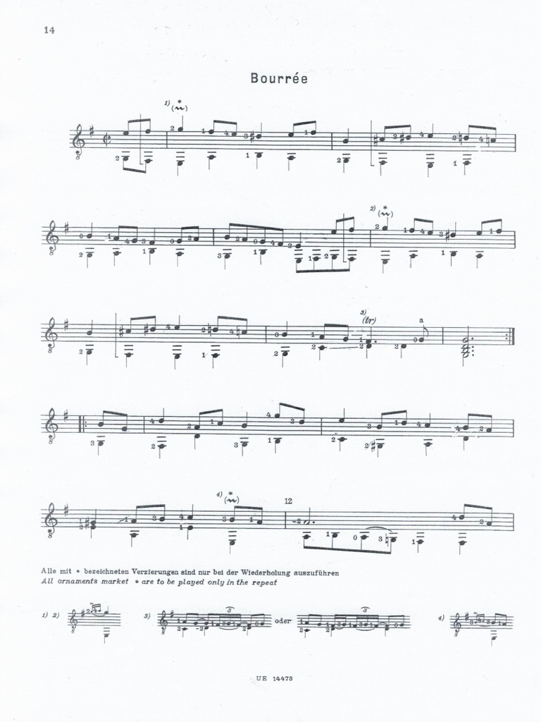 J.S.Bach Suite BWV 996 Bourrée | PDF