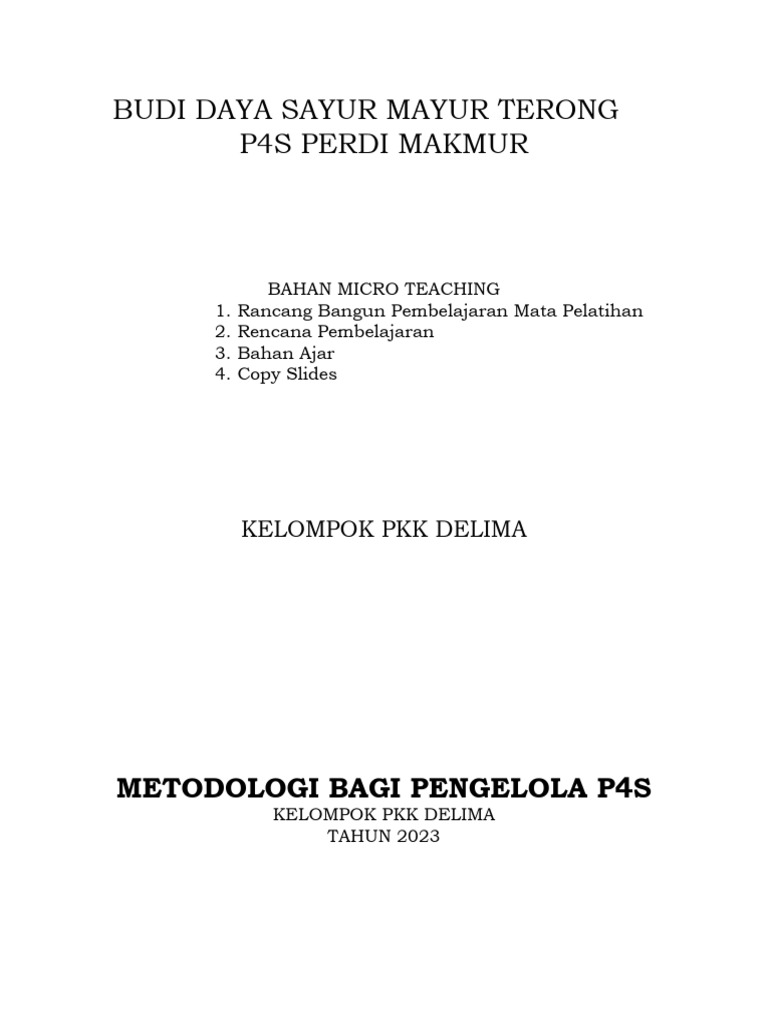 Contoh FORMAT BAHAN MICRO-TEACHING | PDF