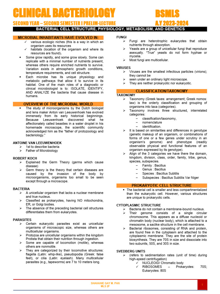 Clinical Bacteriology Prelim | PDF