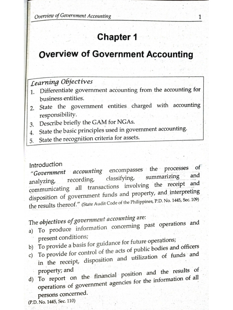 Chapter 1 Overview of Government Accounting | PDF Chapter 1 Overview of Government Accounting | PDF