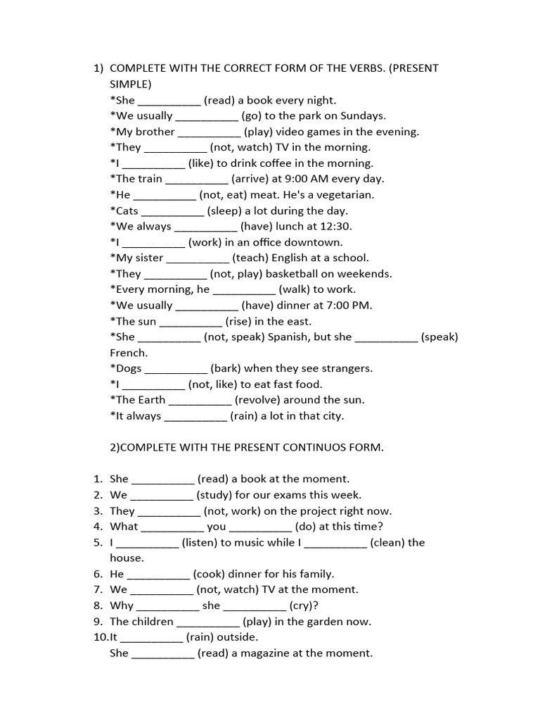 Verb Tenses Practice Exercises | PDF