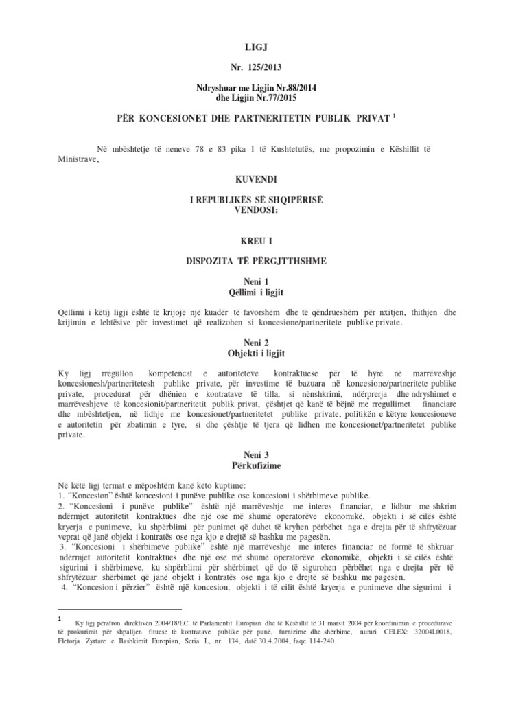 LigjiNr.125.2013 I Ndryshuar Me Ligjin Nr.88.2014 I Korrigjuar | PDF