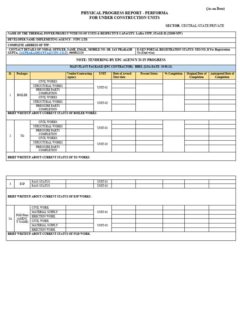 3 Monthly Progress Report Format | PDF | Boiler | Energy Technology