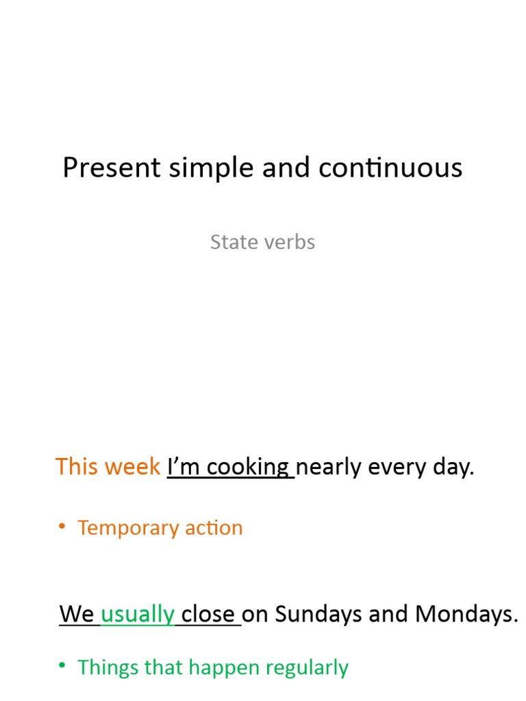 2A Present Simple and Continuous and State Verbs | PDF