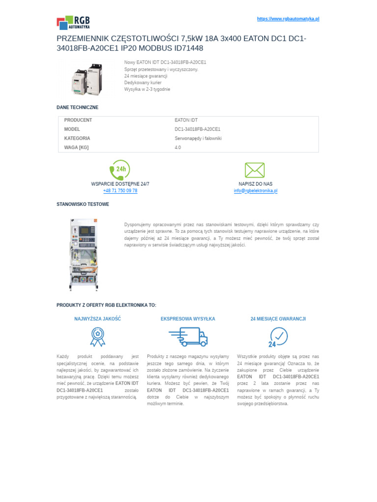 DC1-34018FB-A20CE1 EATON IDT - informacja o produkcie | PDF