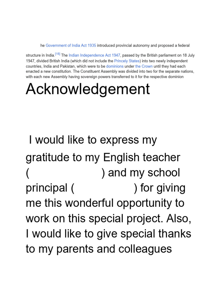 Acknowledgement: Government of India Act 1935 Indian Independence Act ...