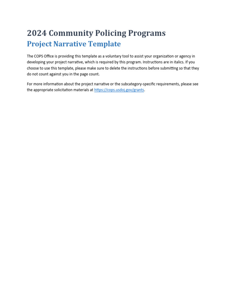 Programs Template Project Narrative | PDF