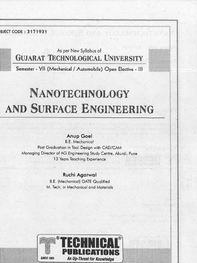 Nanotechnology and Surface Engineering - R-GTU BOOK | PDF