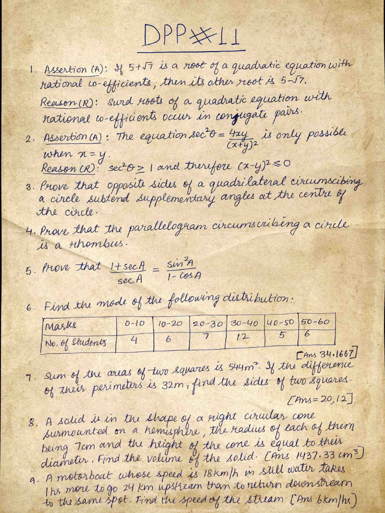 DPP#11 Maths AbhayBatch ShobhitNirwan | PDF