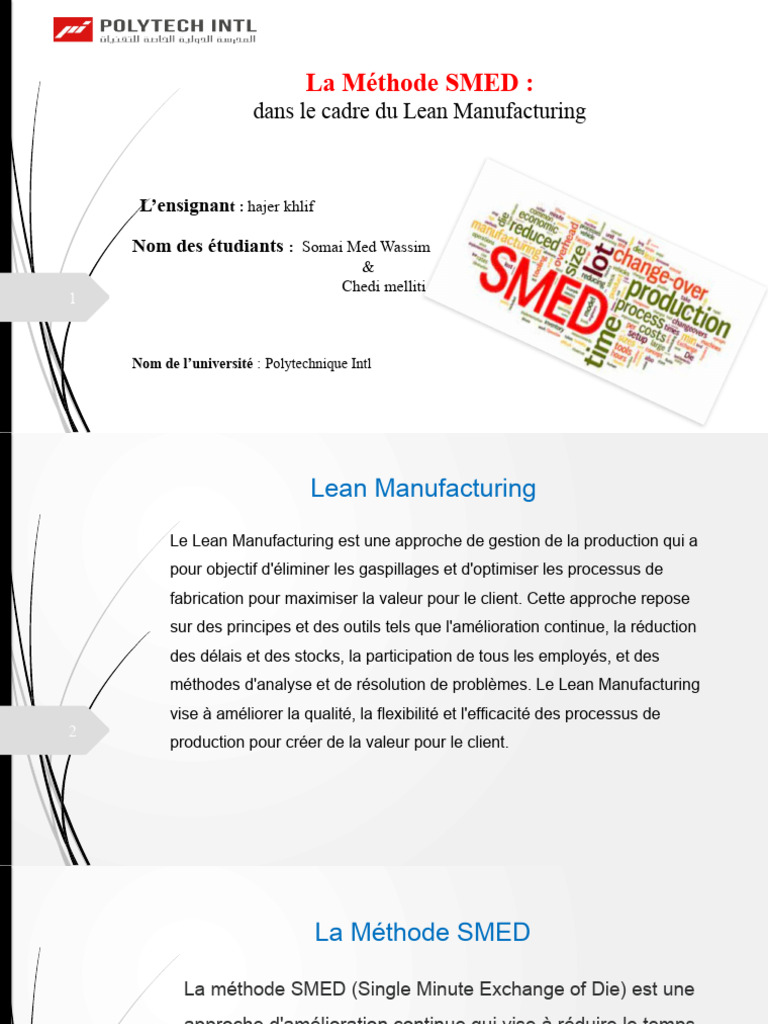 Methode SMED | PDF | Lean (production) | Informatique