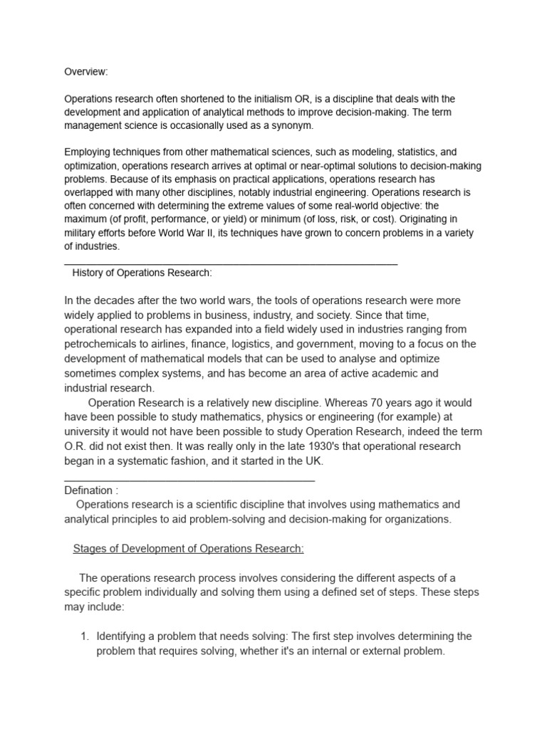 Operations Research | PDF | Operations Research | Applied Mathematics