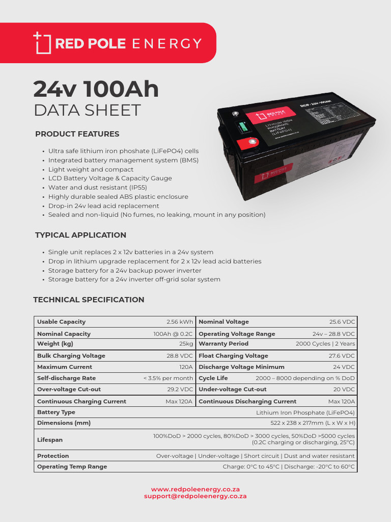 24V LiFePO4 Battery Specs & Features | PDF | Computers | Technology ...