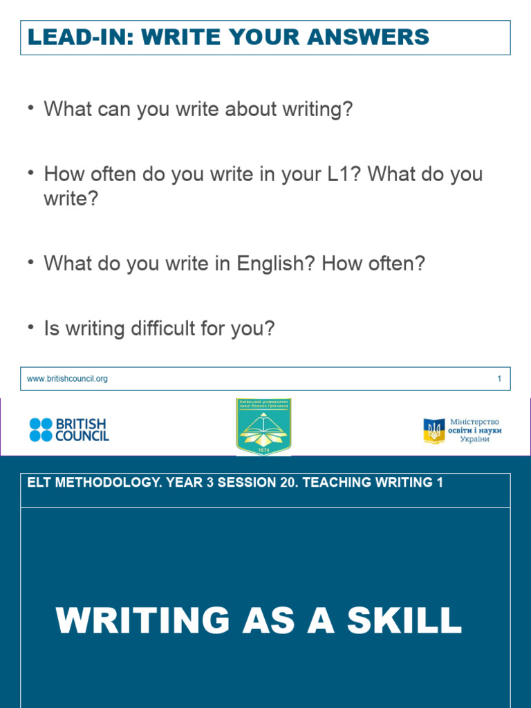 ELT Methodology(Year3) 15 Writing 1 | PDF
