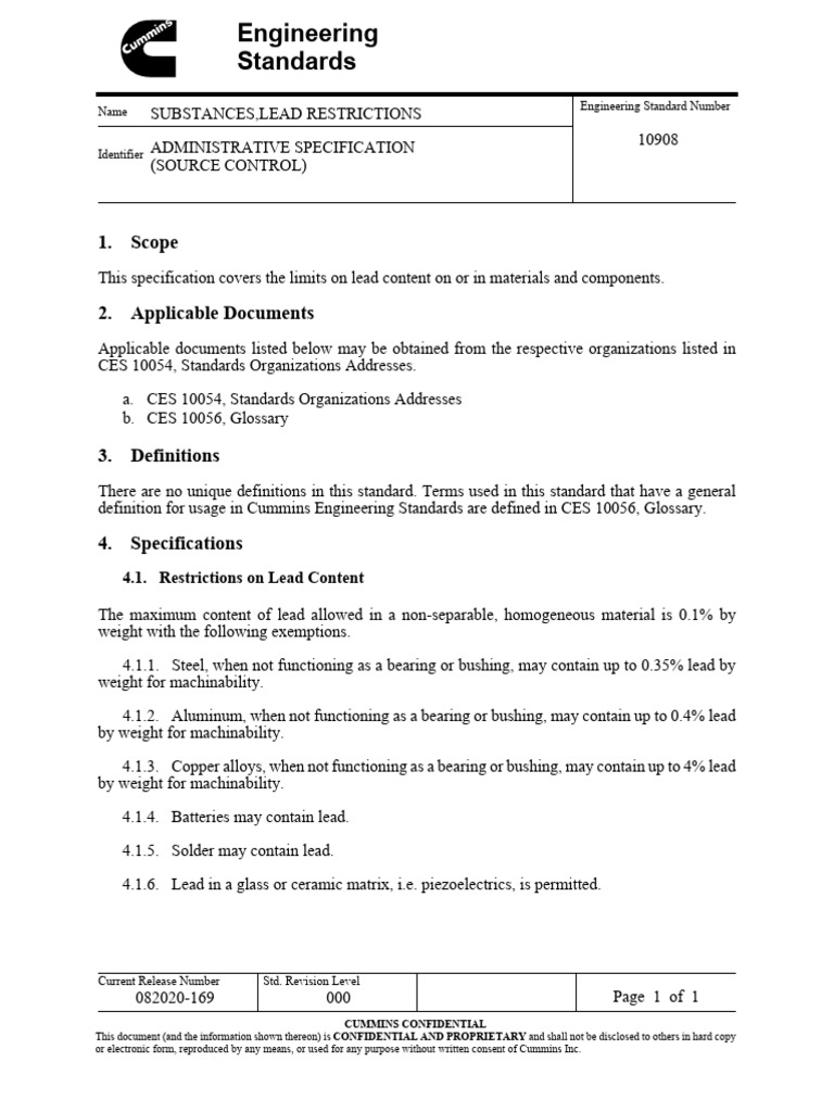 Engineering Standard Number 10908 | PDF | Technology & Engineering