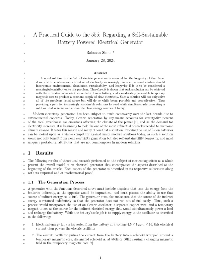 Self-Sustaining Battery Generator Guide | PDF