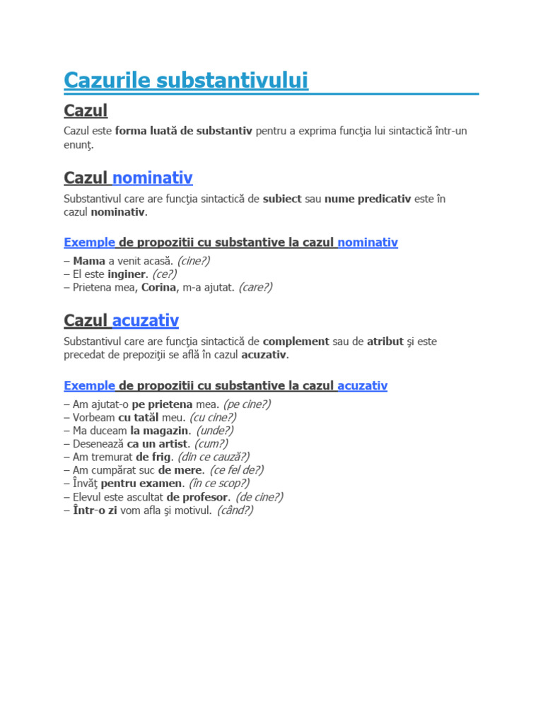 Cazurile Substantivului | PDF