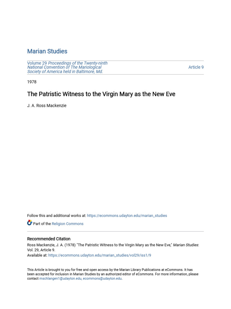 Patristic View of Mary as New Eve | PDF | Mary, Mother Of Jesus | Irenaeus