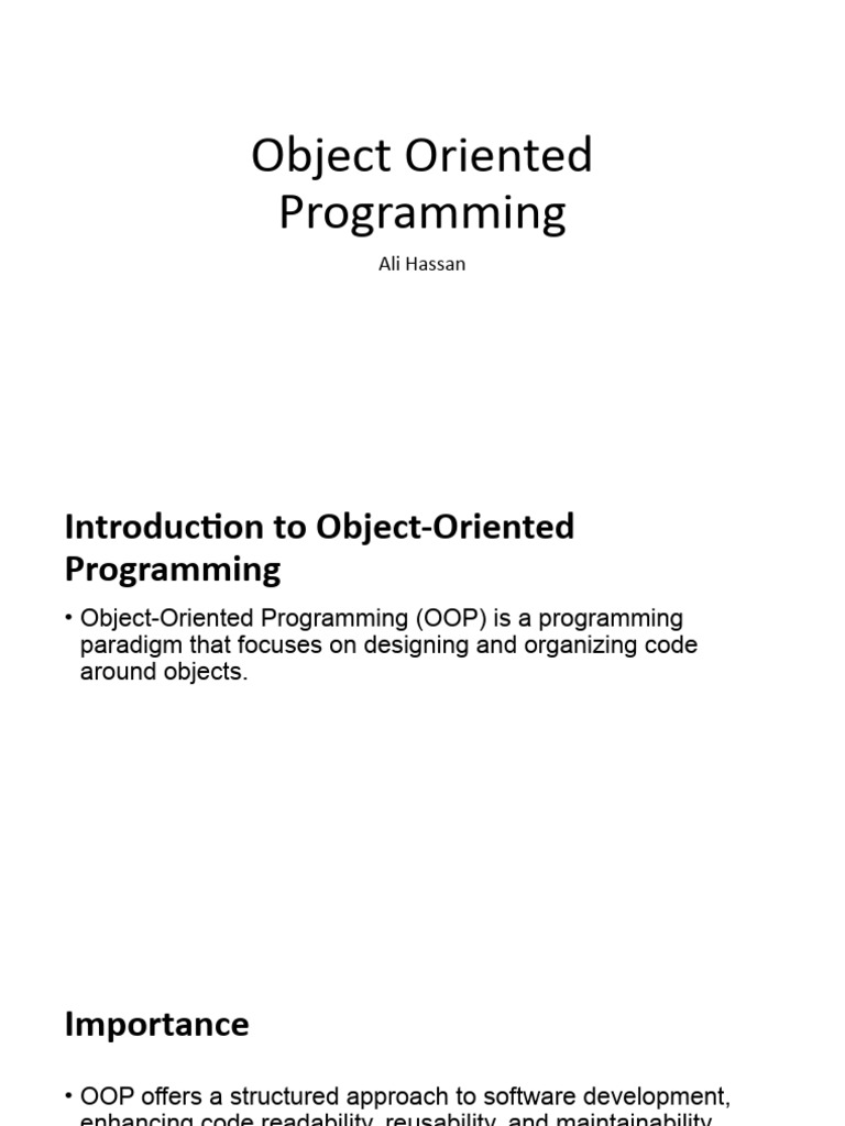 Object Oriented Programming: Ali Hassan | PDF
