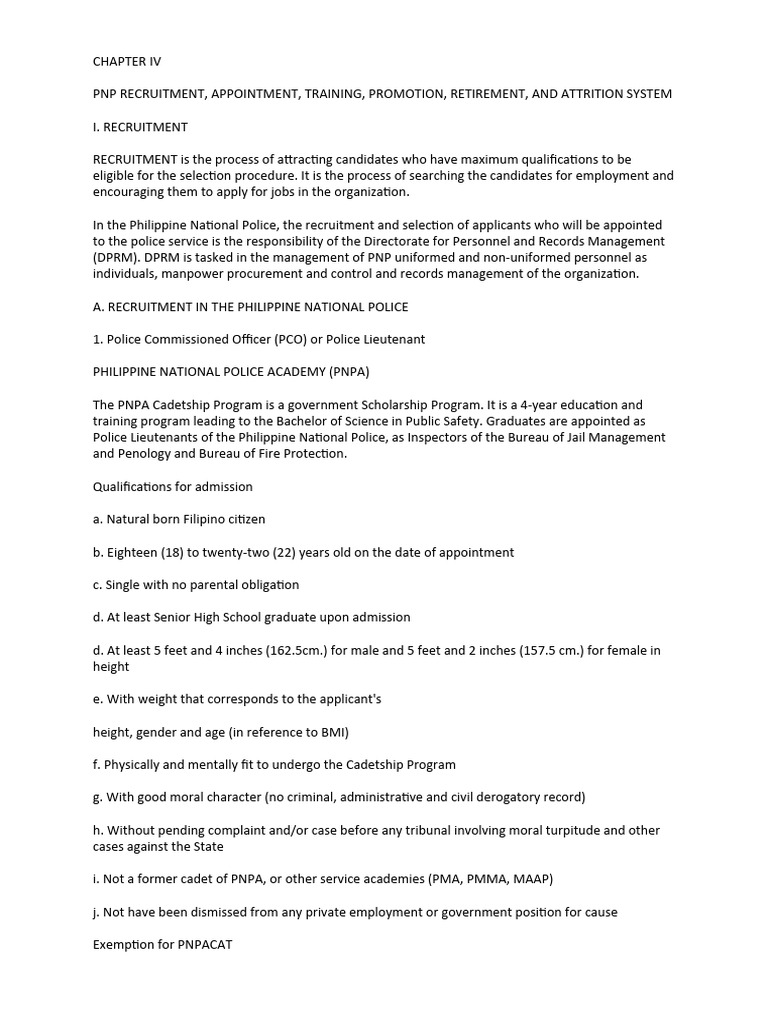 PNP RECRUITMENT, ΑΡΡΟΙΝΤΜΕNT, TRAINING, PROMOTION, RETIREMENT, AND ...