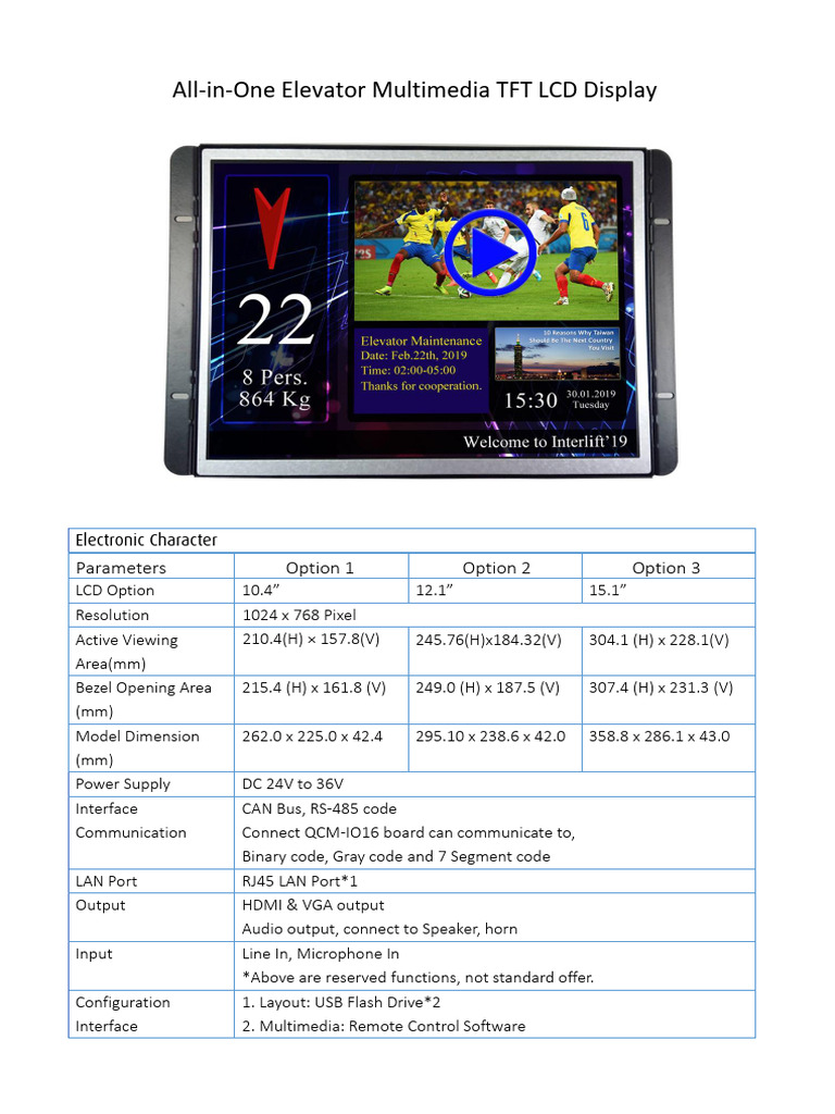 All-in-One Multimedia TFT LCD Display Introduction_2021 | PDF