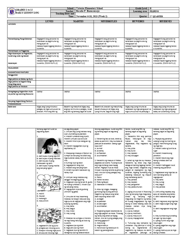 DLL - Filipino Q2 W2 | PDF