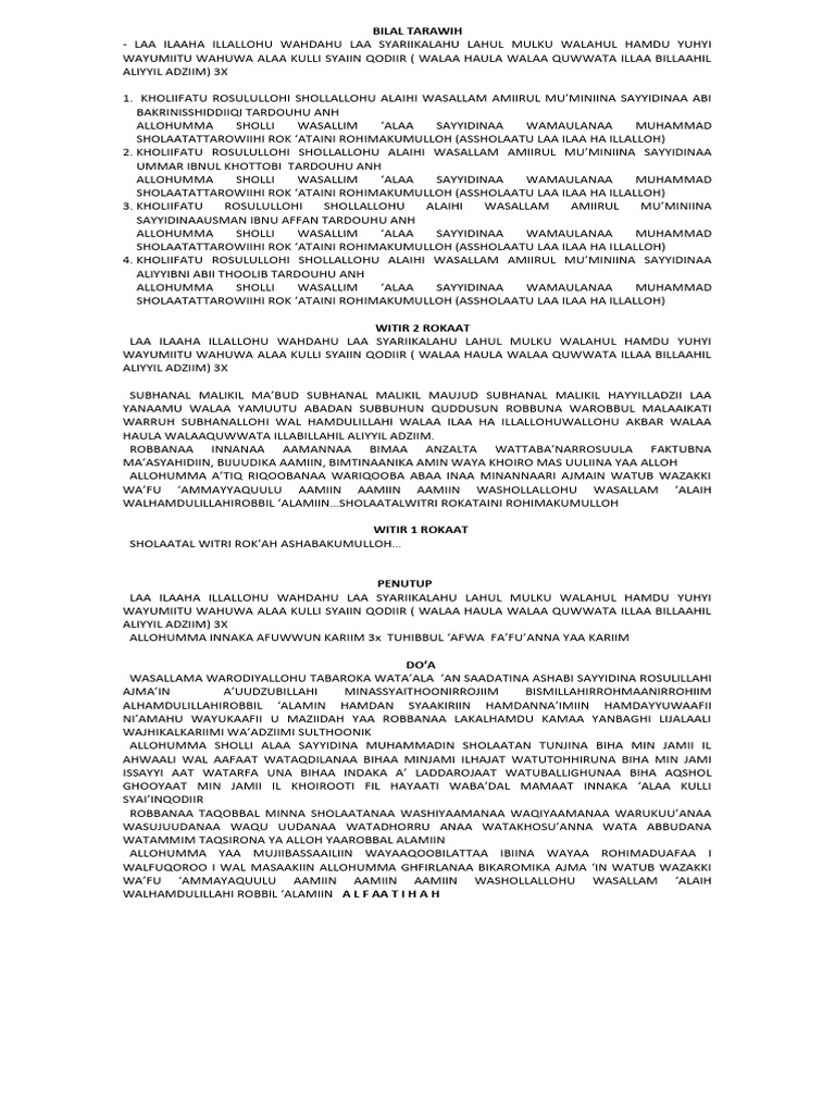 Bilal Tarawih | PDF