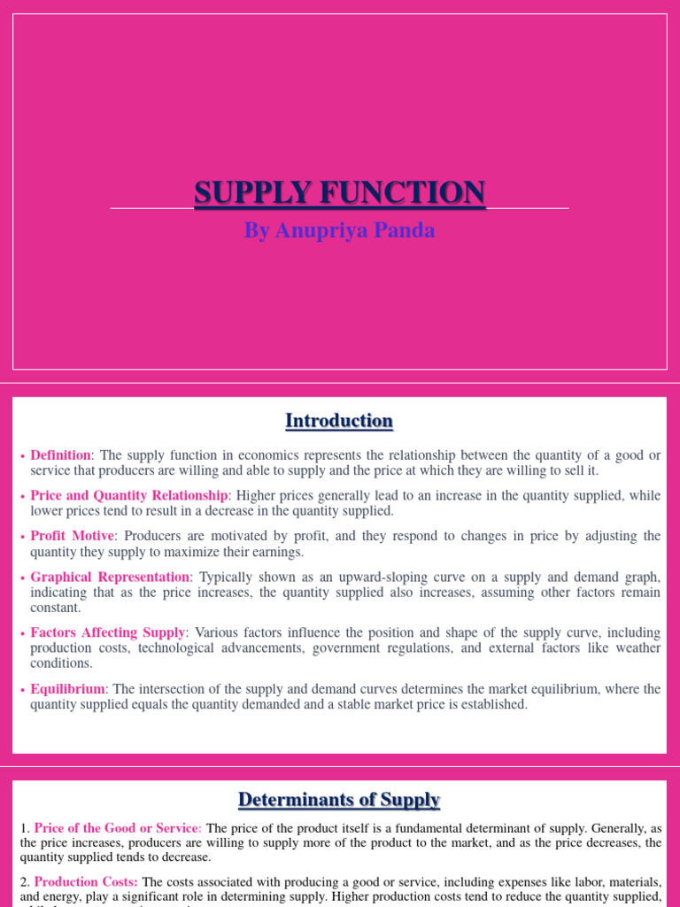 Supply Function | PDF