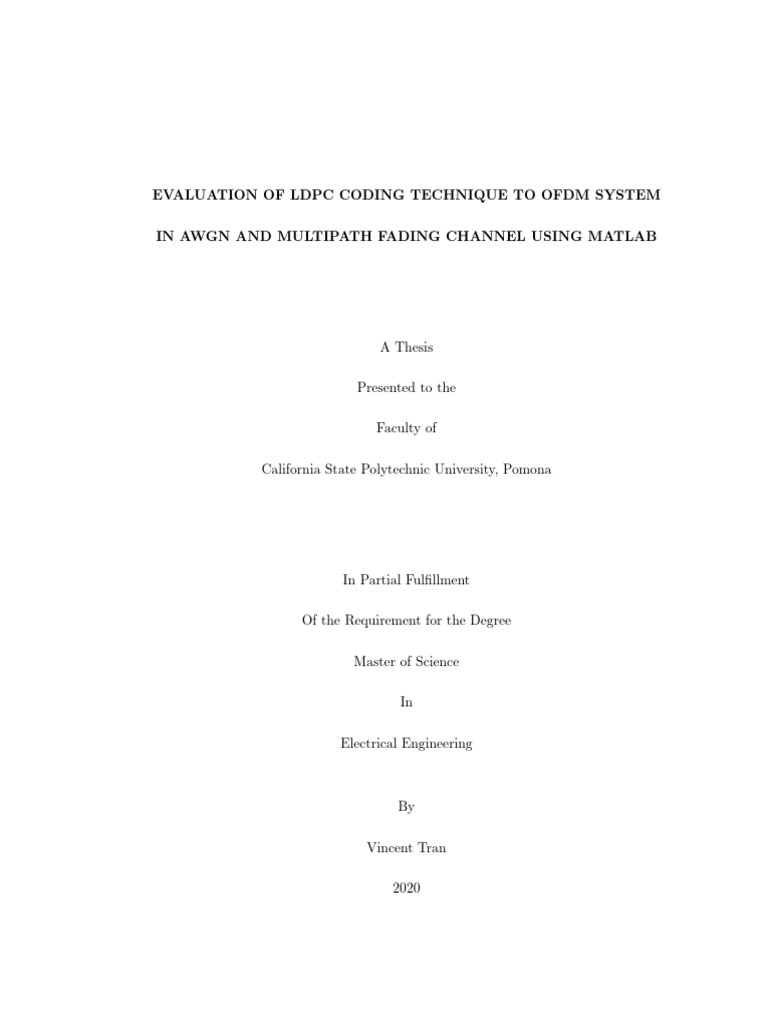 Evaluation Of Ldpc Coding Technique To Ofdm System Pdf Orthogonal Frequency Division