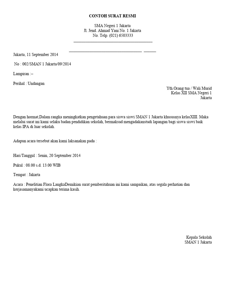Contoh Surat Resmi | PDF