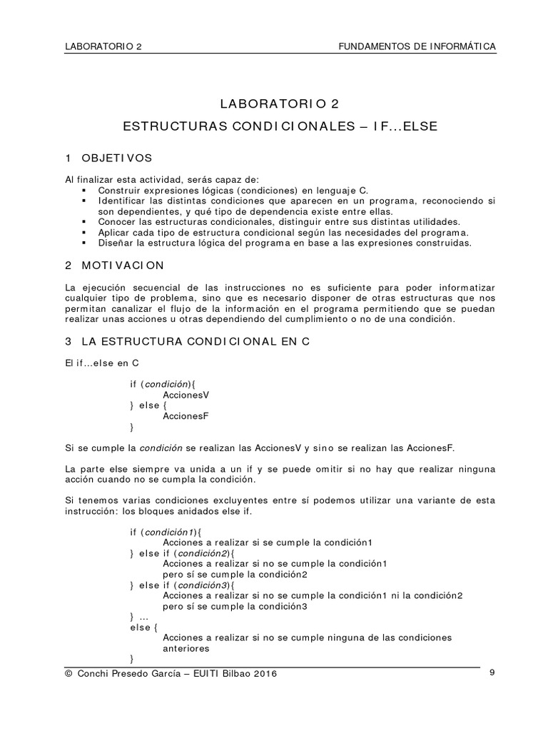 Labo 2 - Estructuras Condicionales - If - Else | PDF | Lenguaje de ...