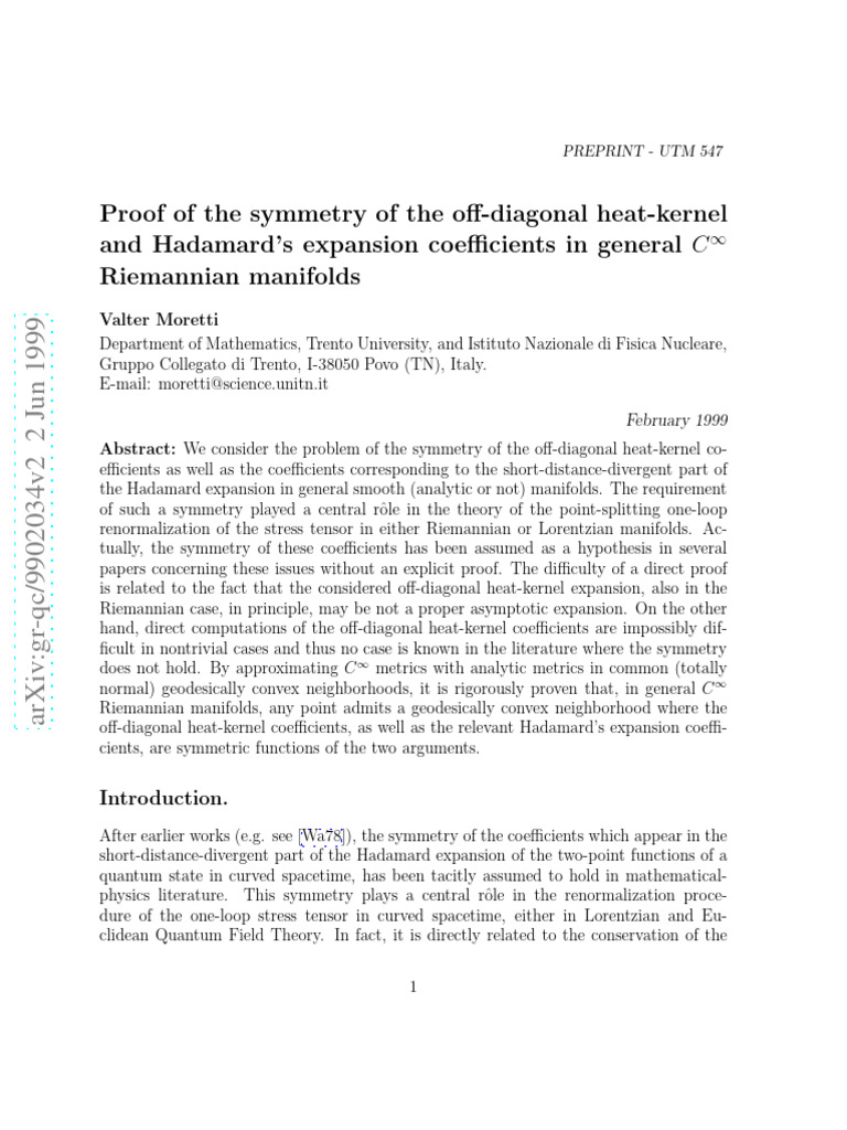Moretti Symmetry Proof | PDF