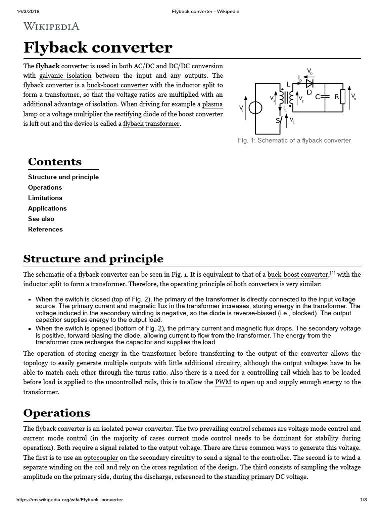 Flyback Converter - Wikipedia | PDF | Transformer | Information And ...