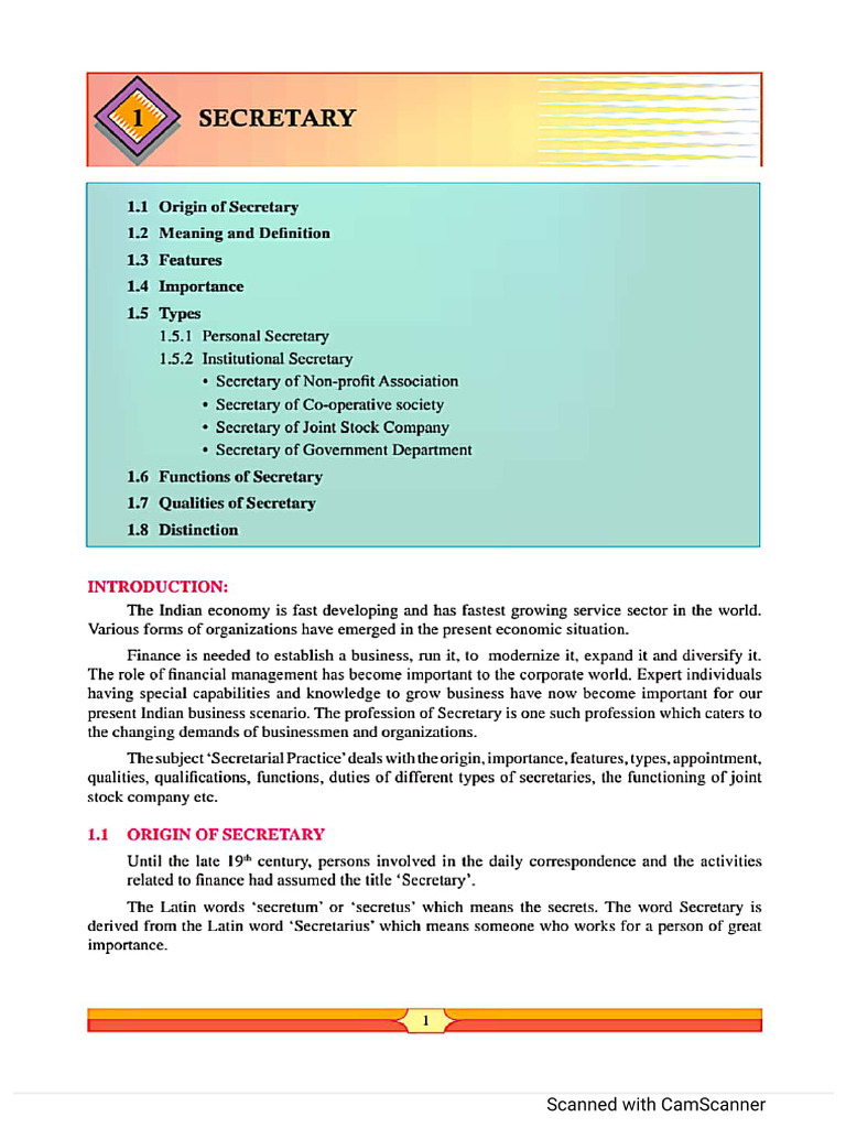 Secretarial Practice Unit-1 | PDF