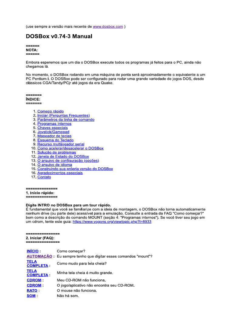 DOSBox v0.74-3 Manual | PDF