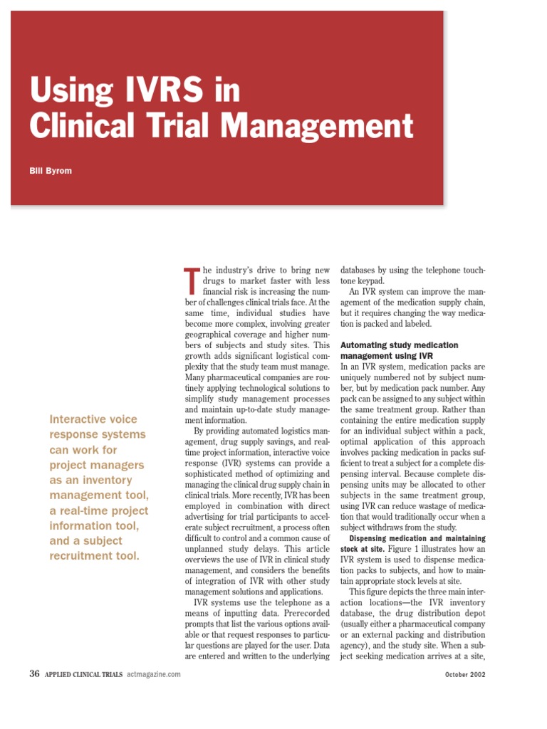 Clinical IVRS | PDF | Interactive Voice Response | Clinical Trial
