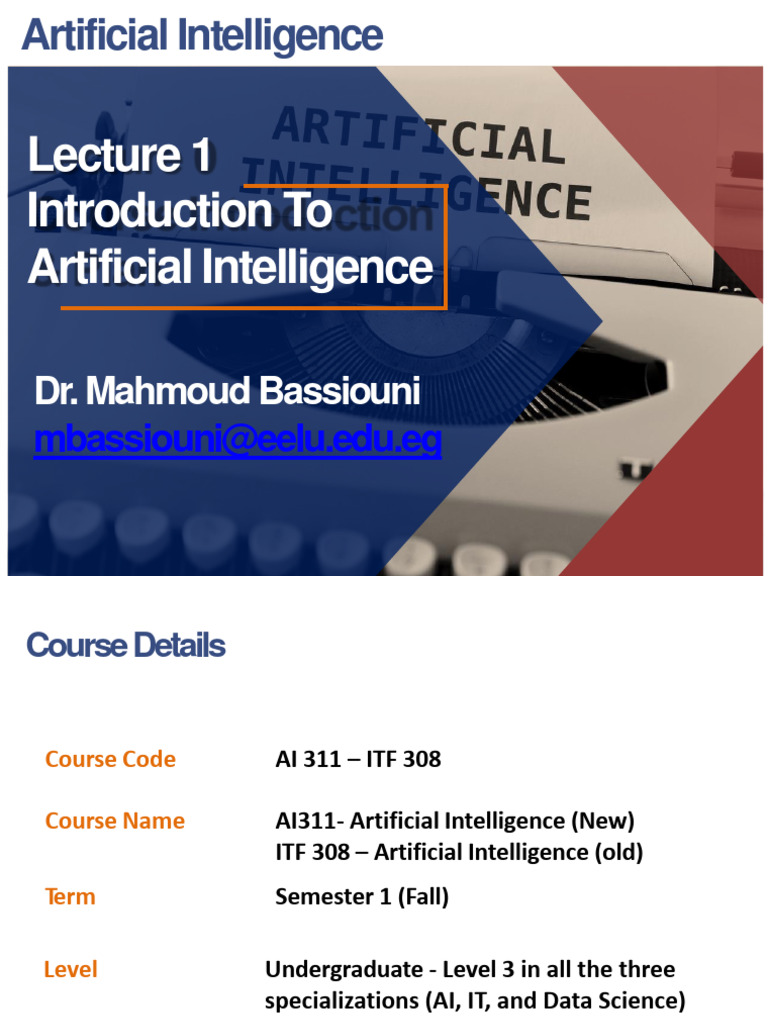 AI Lecture 1 | PDF