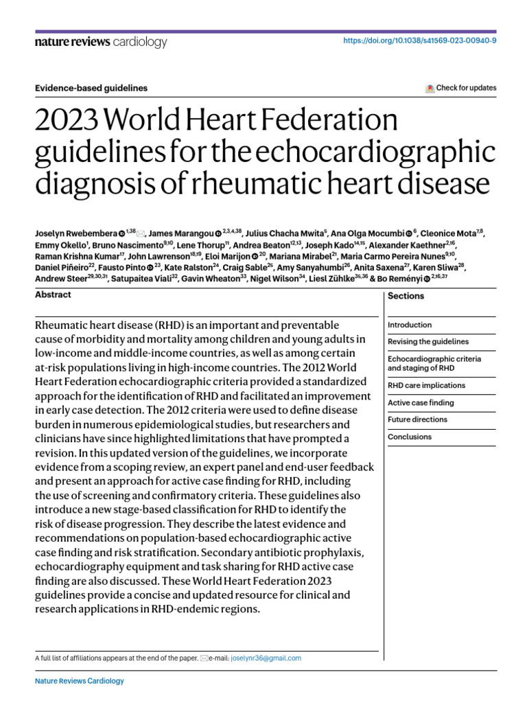 2023 World Heart Federation Guidelines For The Echocardiographic Diagnosis of Rheumatic Heart ...
