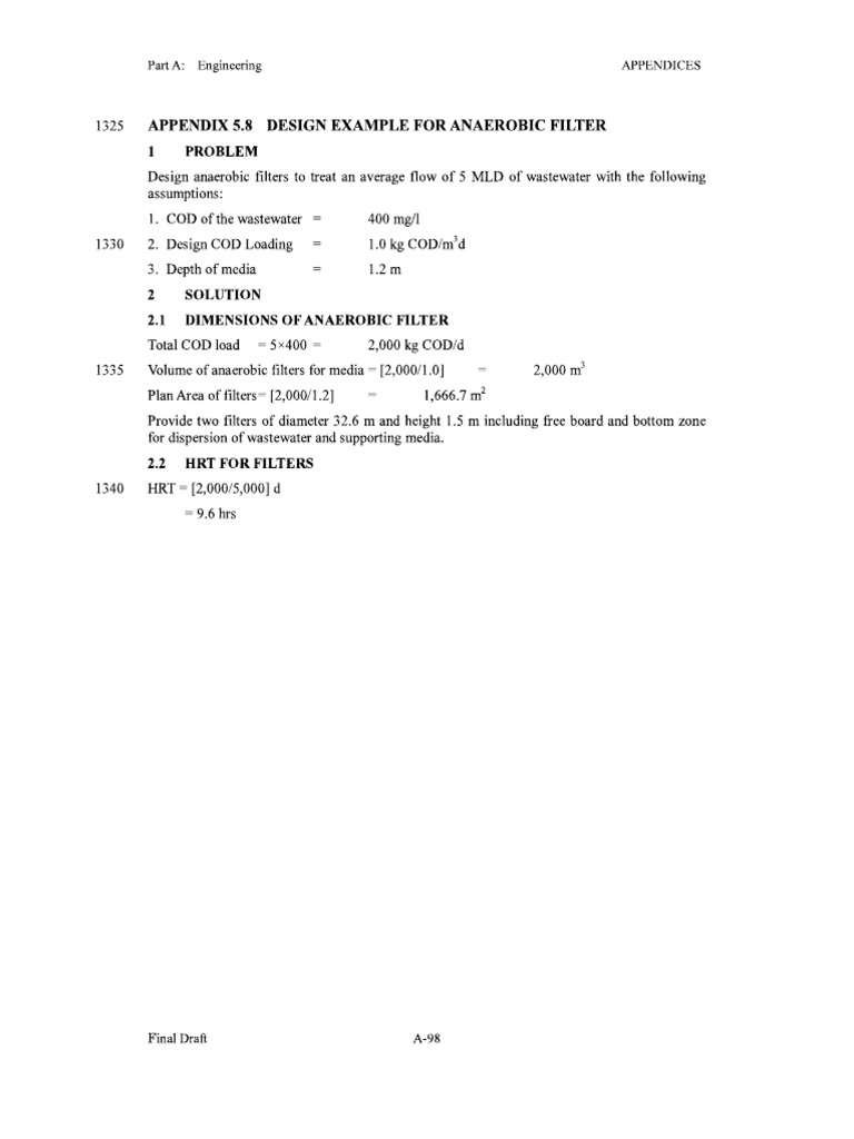 CPHEEO Anaerobic FIlter Design Guidelines | PDF