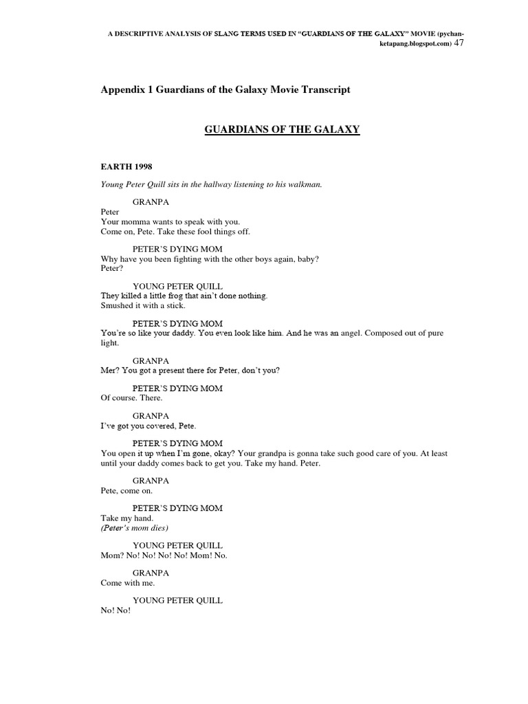 Guardians of The Galaxy Movie Transcript | PDF