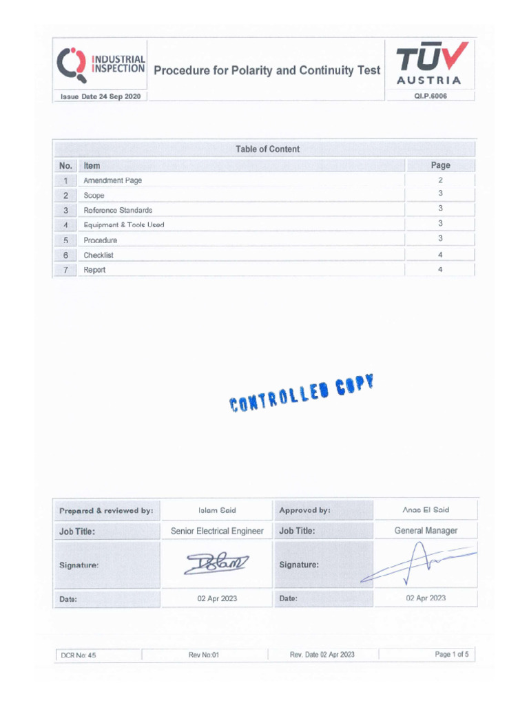 06 Procedure For Polarity and Continuity Test | PDF | Resistor ...