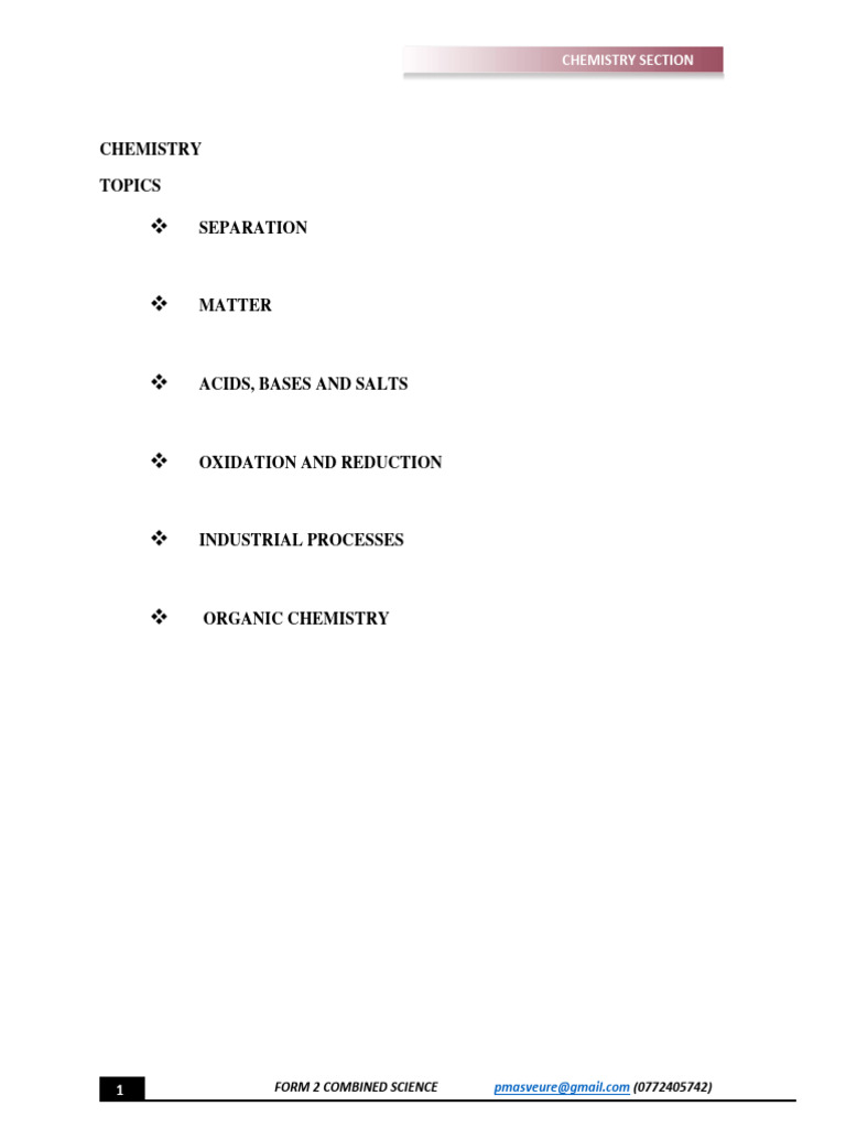 Form 2 CHEM Section | PDF