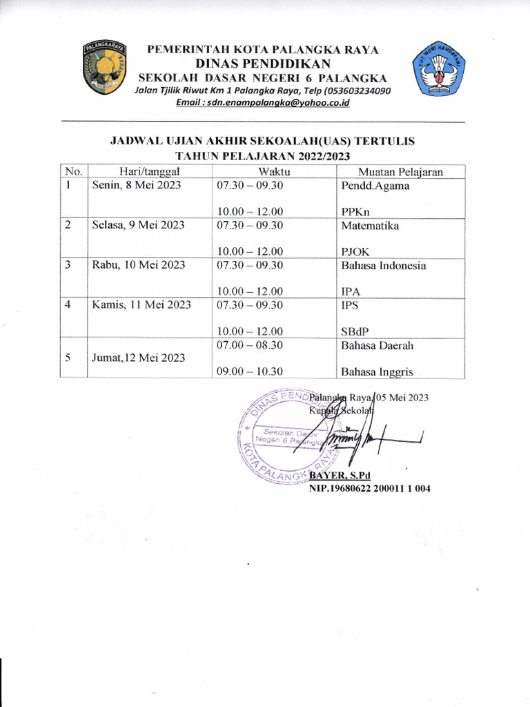 Jadual Ujian Tertulis 2022 - 2023 | PDF