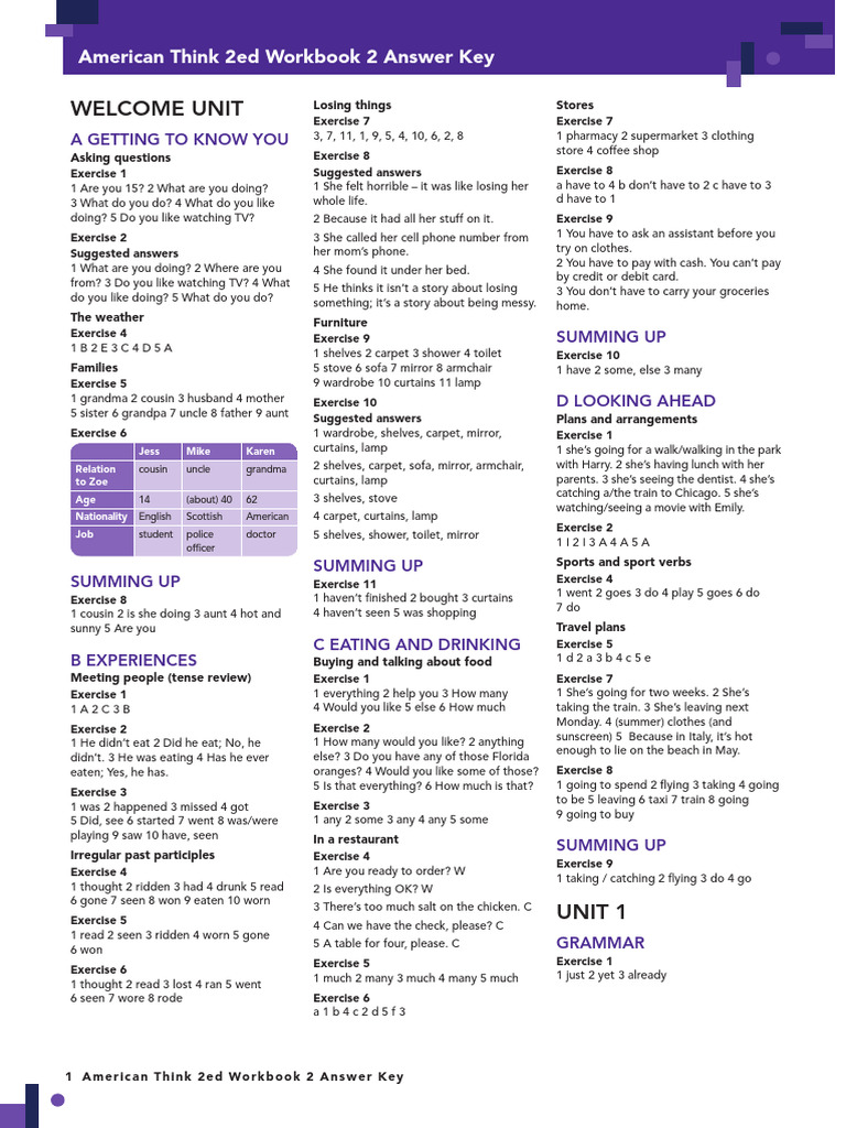 Thk2E AmE L2 Workbook Answer Key | PDF | Password
