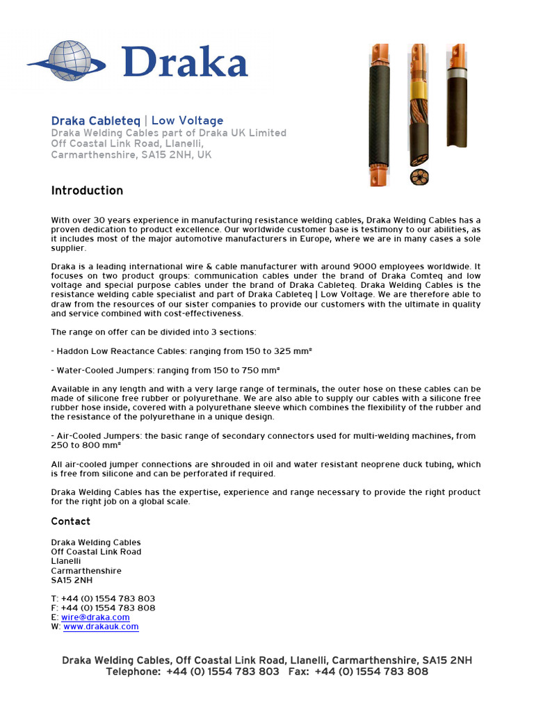 Draka Welding Cables Brochure | PDF