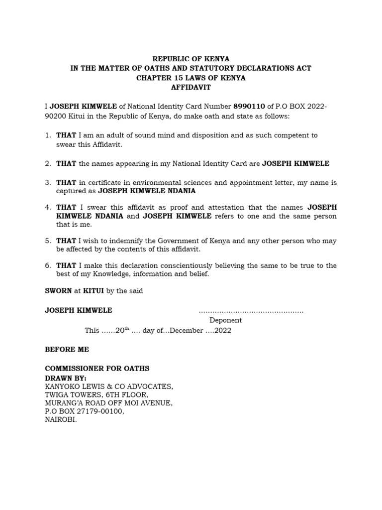 Affidavit Names | PDF