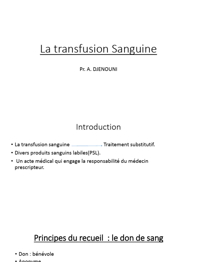La Transfusion Sanguine | PDF