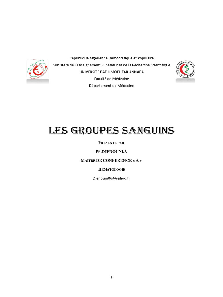 Les Groupes Sanguins 1 | PDF