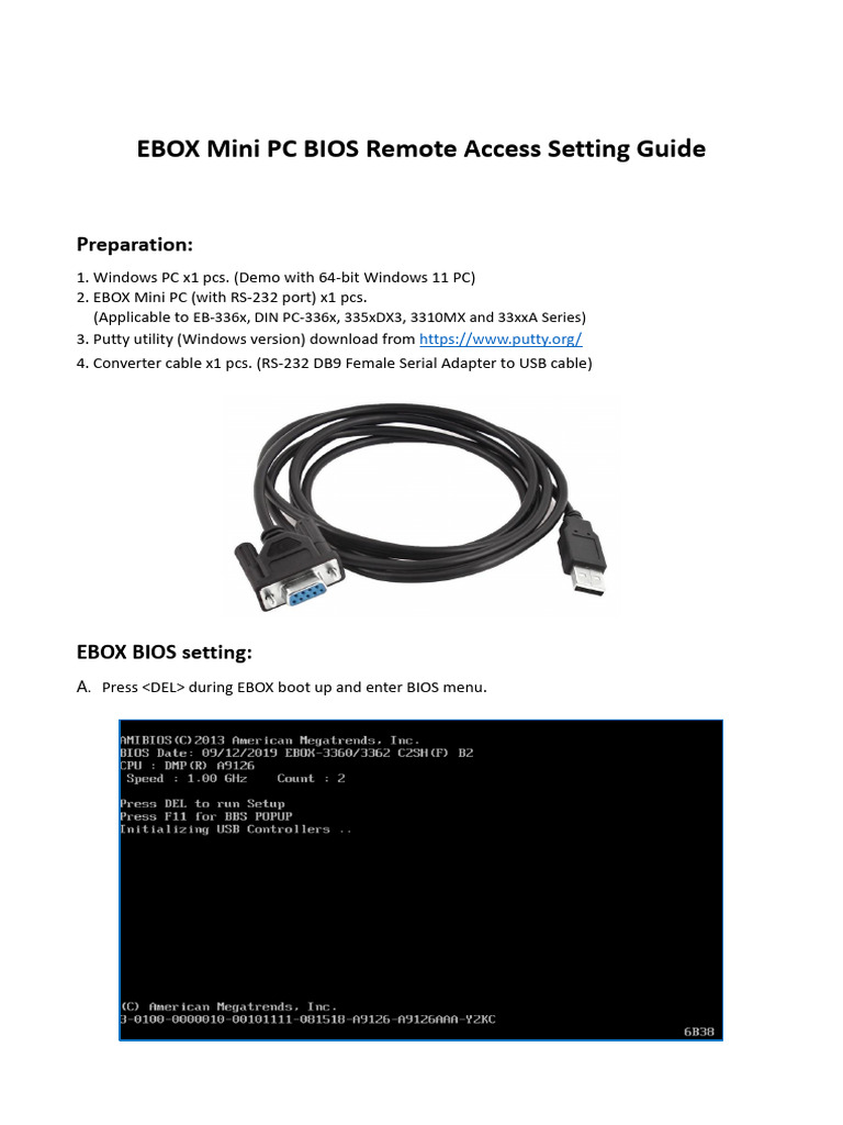 EBOX Mini PC BIOS Remote Access Setting Guide | PDF